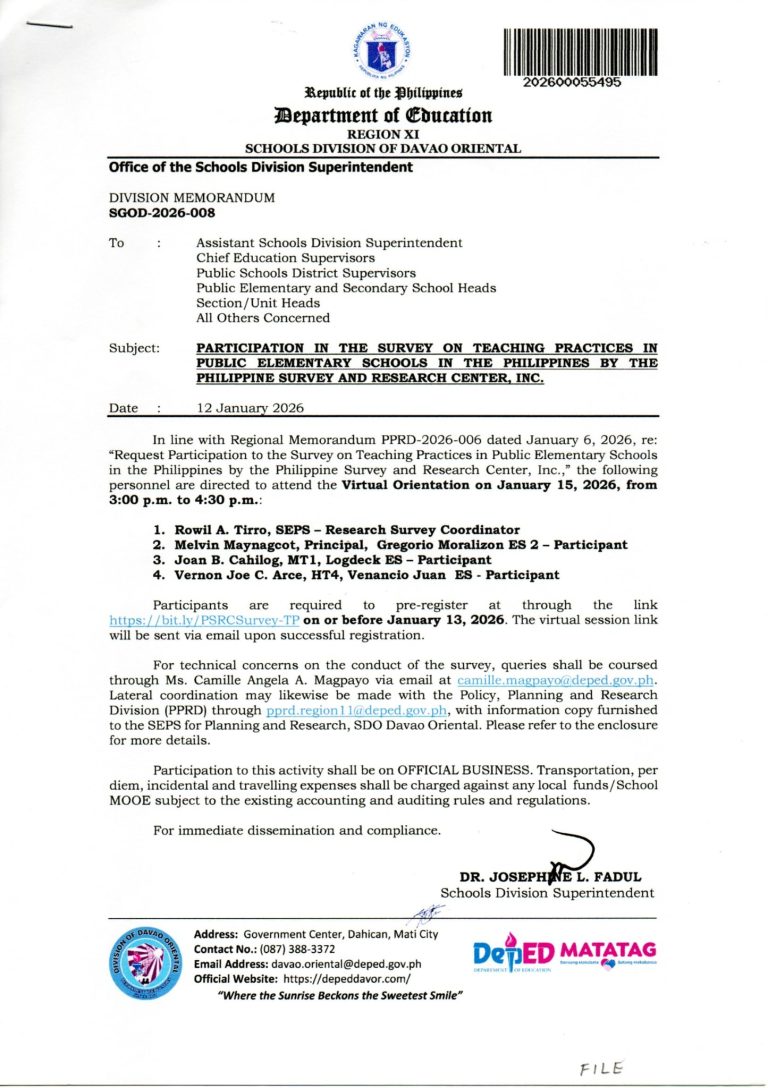 DIVISION MEMORANDUM - DepEd Davao Oriental